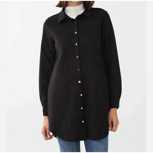 FDJ | Jackets & Coats | New Fdj Faux Suede Shacket In Black | Poshmark